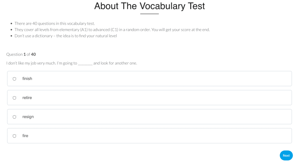 10 Test Online para Probar Nivel de Vocabulario Inglés » 10Ingles